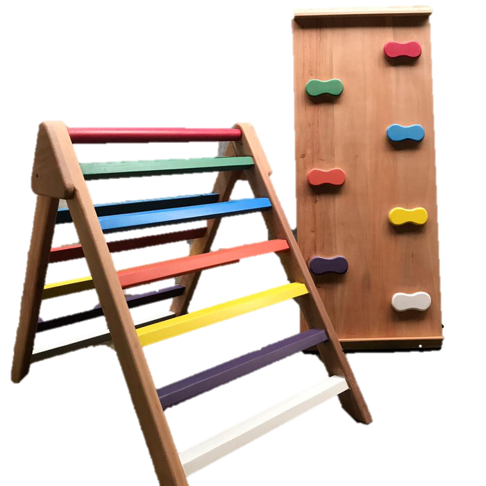 Pikler Triangle With Slide & Rock Climbing - Standar - Colorful ...