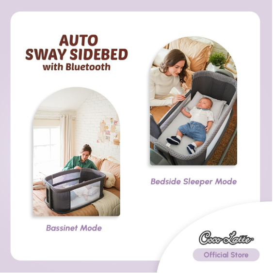 Cocolatte Auto Sway Swing Sidebed with Bluetooth - Dark Grey - Mamasewa.com